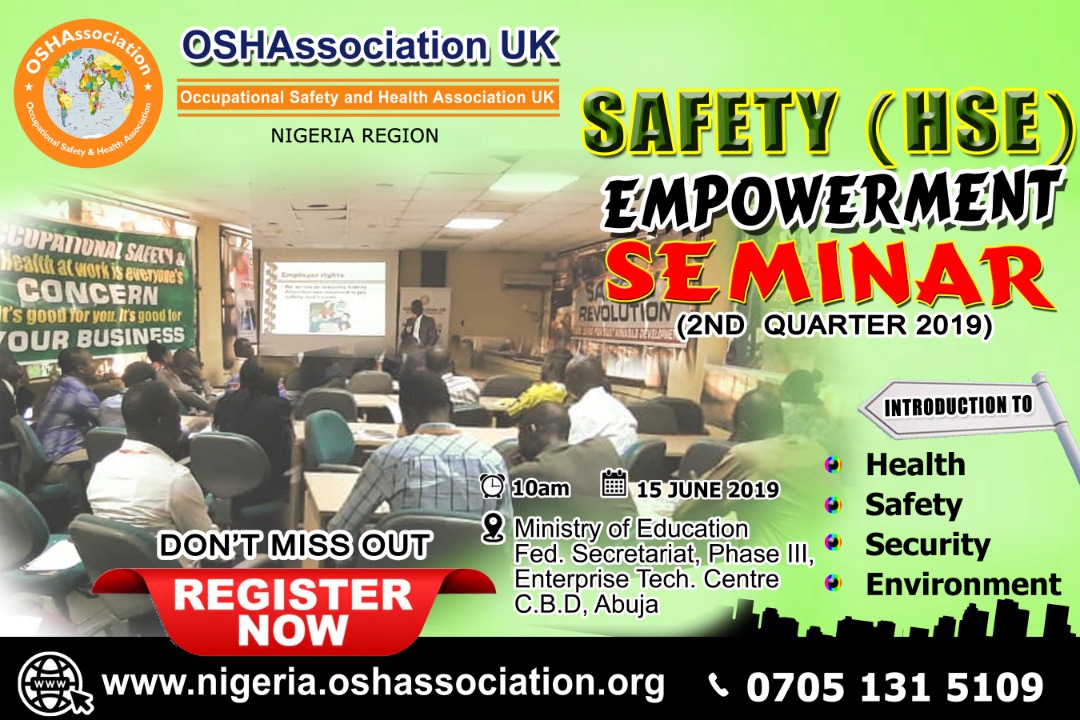 OSHAssociation 2nd Quarter FREE SAFETY EMPOWERMENT SEMINAR 2019 ...